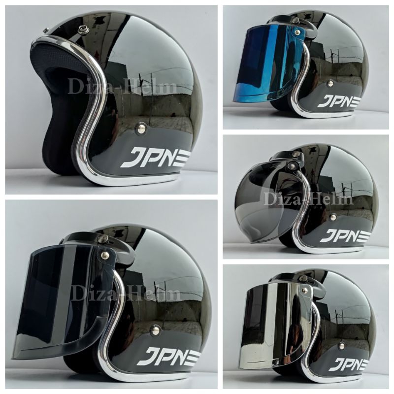 Jual Helm JPN List Chrome Hitam Metalic | Shopee Indonesia