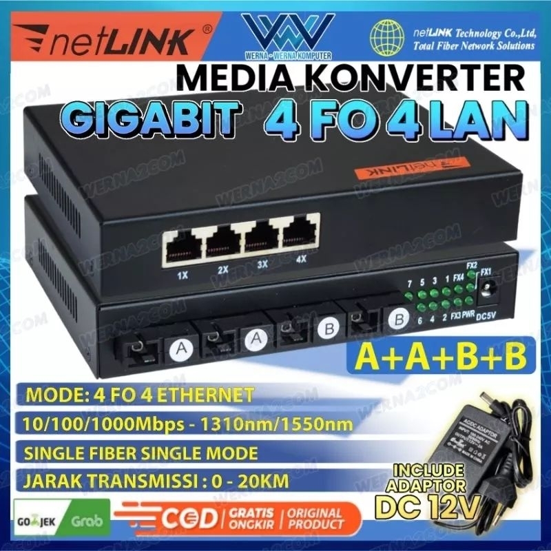 Jual Media Converter Gigabit 2 FO 4 FO 8 FO 2 LAN 4 LAN 10/100/1000Mbps Fiber Optic Switch ...