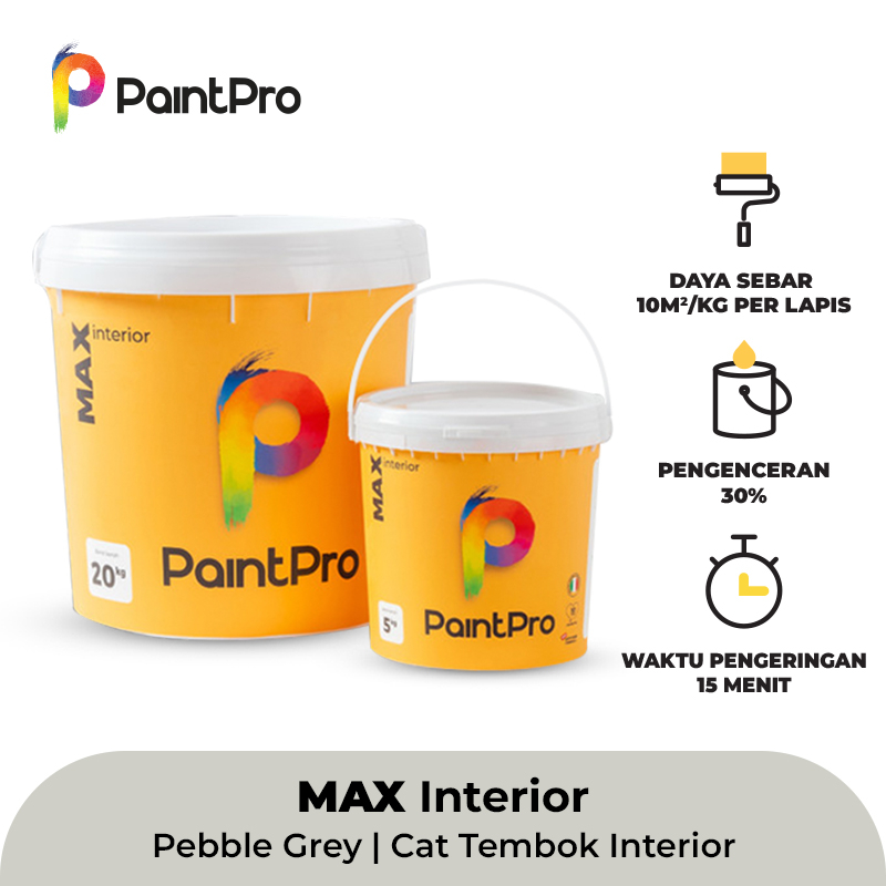Jual PaintPro MAX Pebble Grey Cat Tembok 5 Kg Interior Warna Abu-abu ...