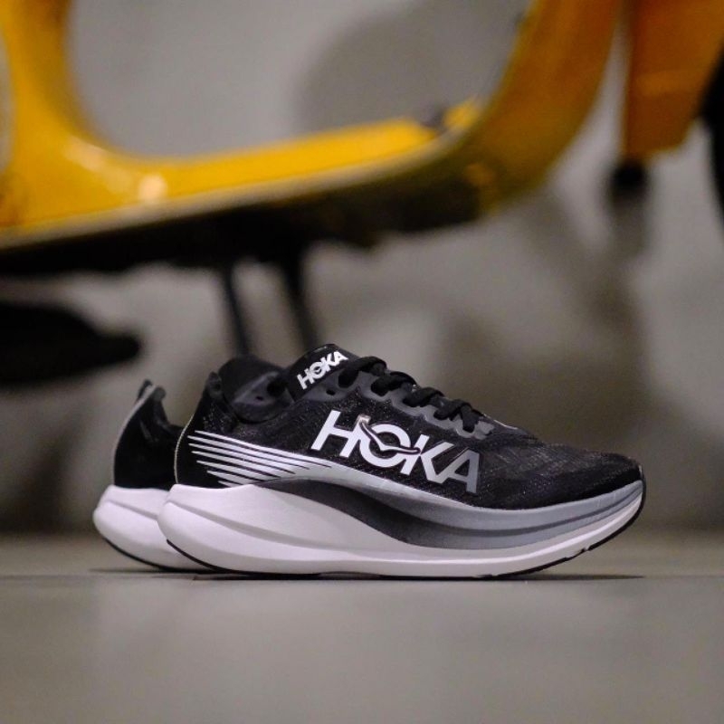 Jual Hoka Rocket X2 Men's Running Shoes - Black White | Shopee Indonesia