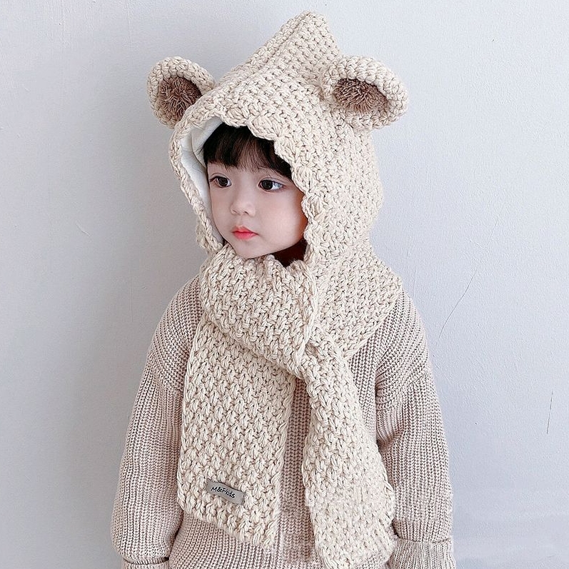 Jual ( 2 - 12 Thn) NAUGHTYBÉBE - Topi Rajut Winter Syal Anak Bayi Bear ...