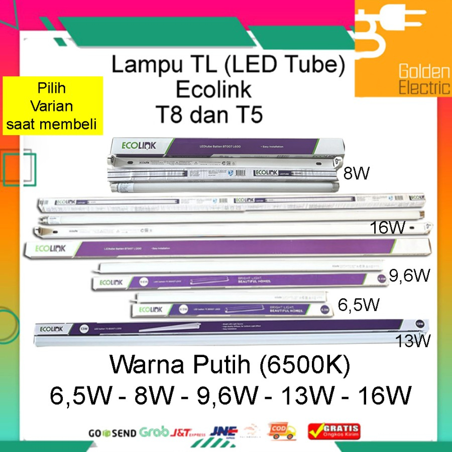 Jual Lampu TL LED Tube Ecolink T8 T5 8W 16W 6,5W 9,6W 13W Putih, Kuning | Shopee Indonesia