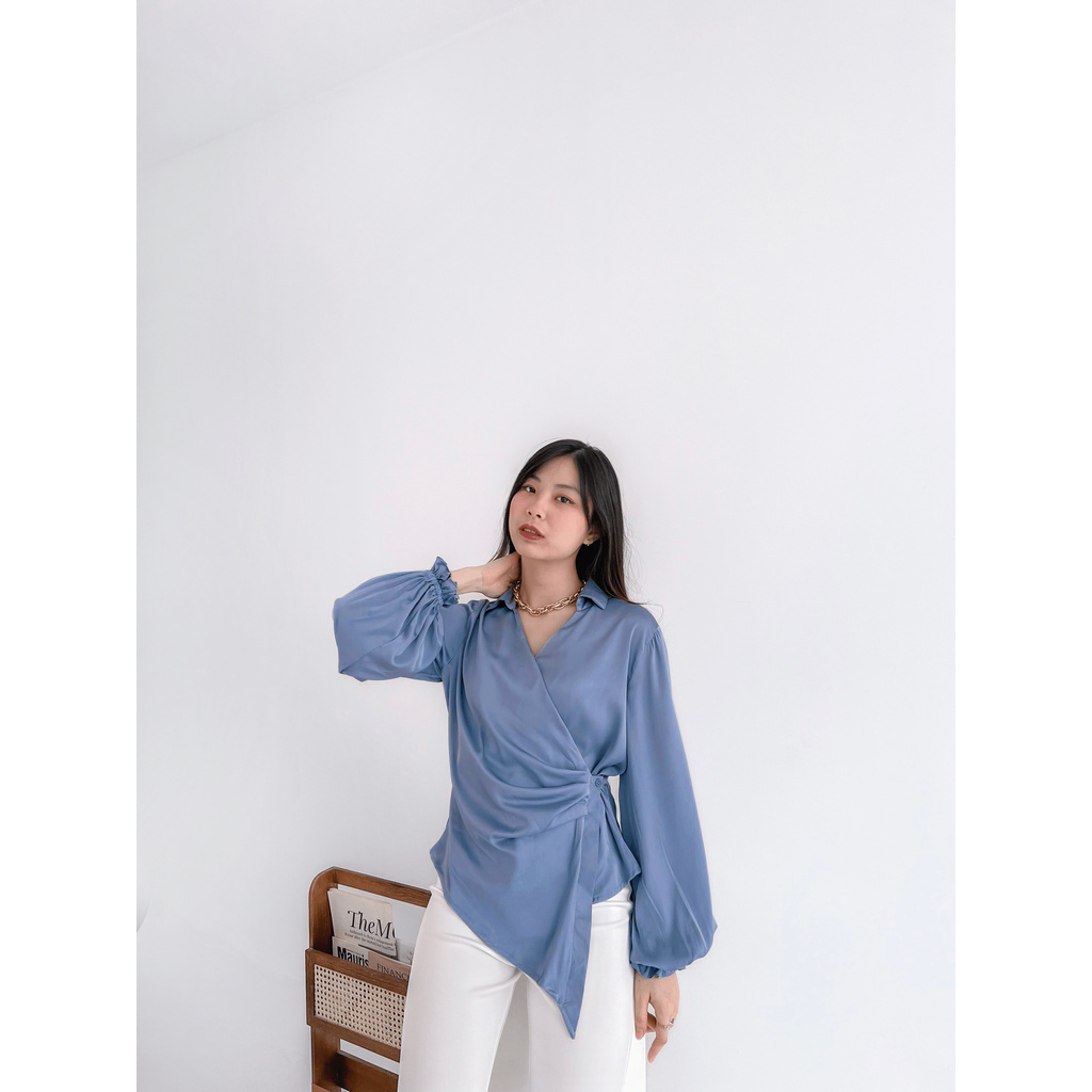 Jual CLARA BLOUSE SATEEN SILK | Blouse Sateen Silk | Satin Premium ...