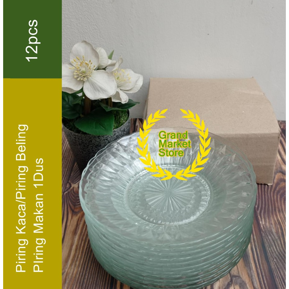 Jual Piring Kaca Piring Beling Piring Makan Bening Kaca Beling 1 Lusin ...