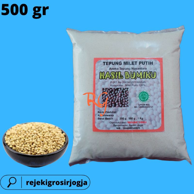 Jual Tepung Millet Putih Organik kemasan 500 gram/Tepung Milet Putih ...