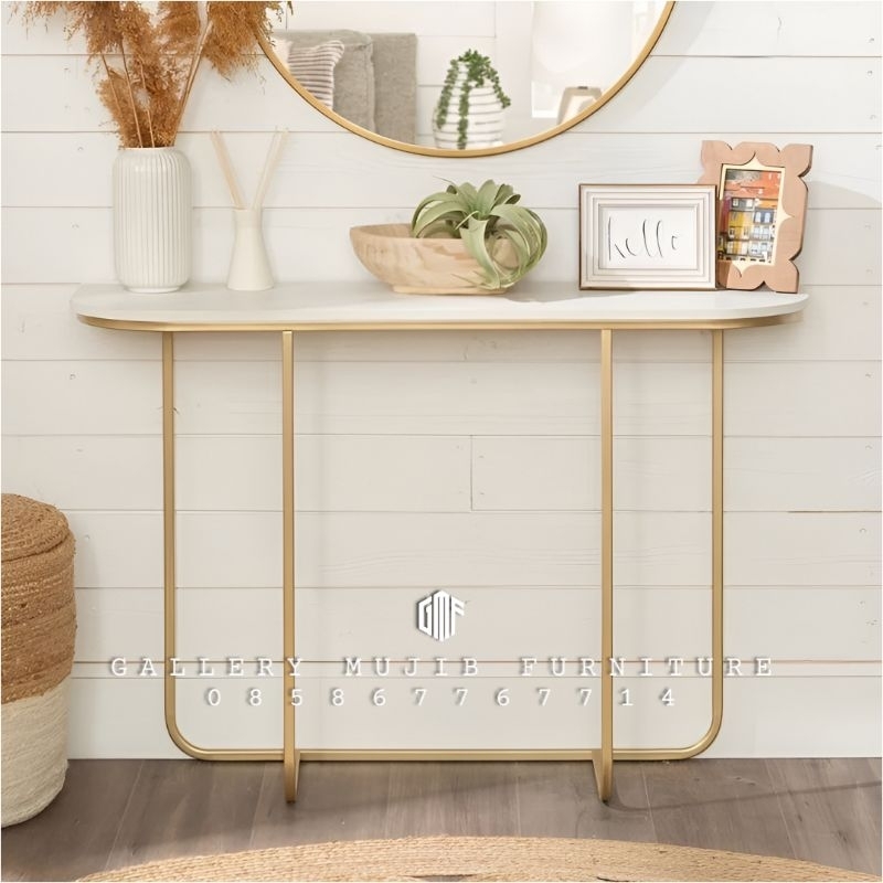 Jual MEJA KONSOL MODERN STYLE CONSOLE TABLE BESI GOLD TOP MARMER LUXURY ...