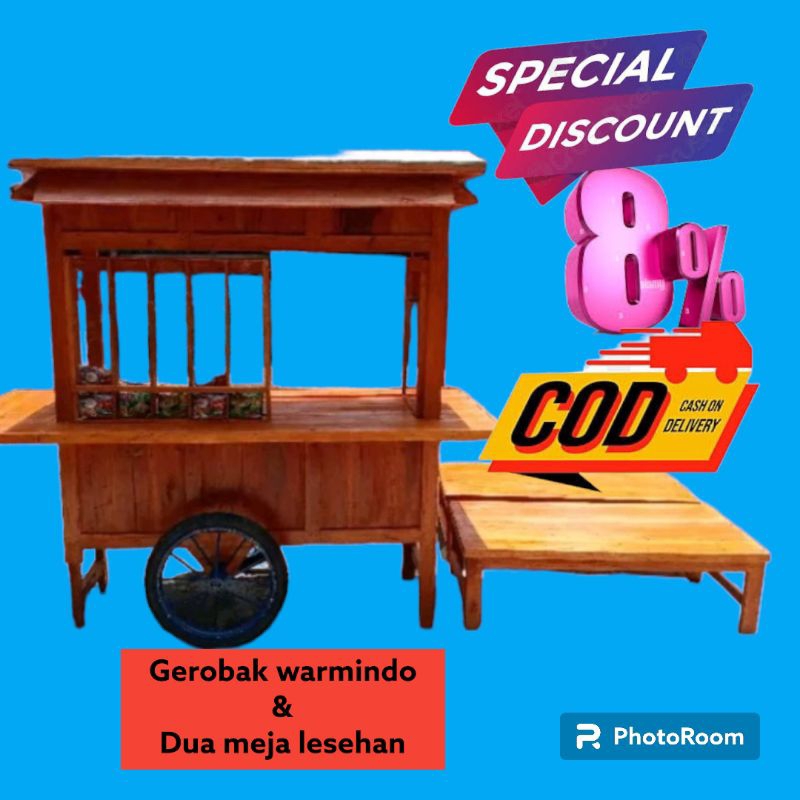 Jual gerobak indomi warmindo dan dua meja lesehan free ongkir | Shopee ...