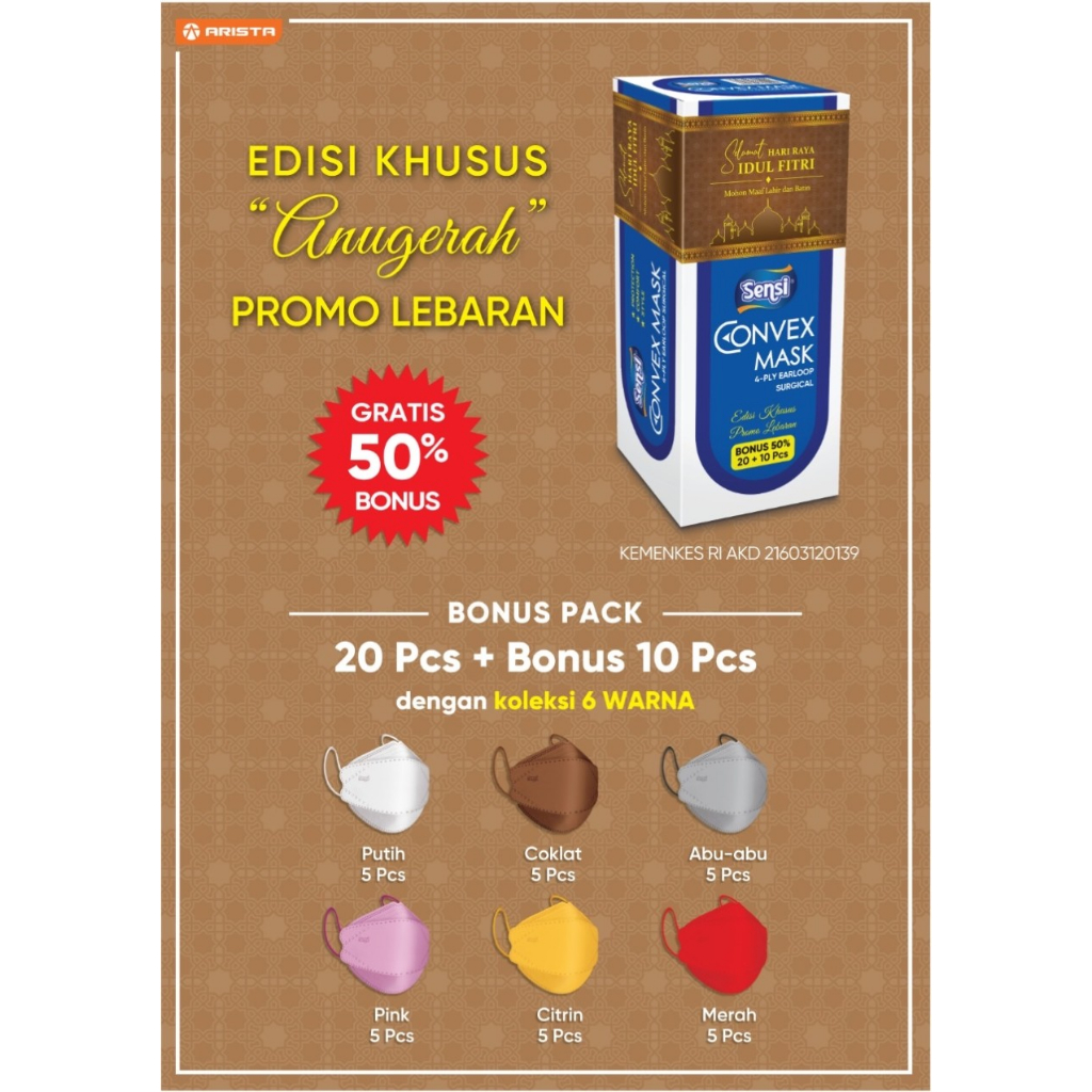 Jual Sensi Masker Convex 4Ply Putih Hitam Abu Anugerah / Masker Muka ...