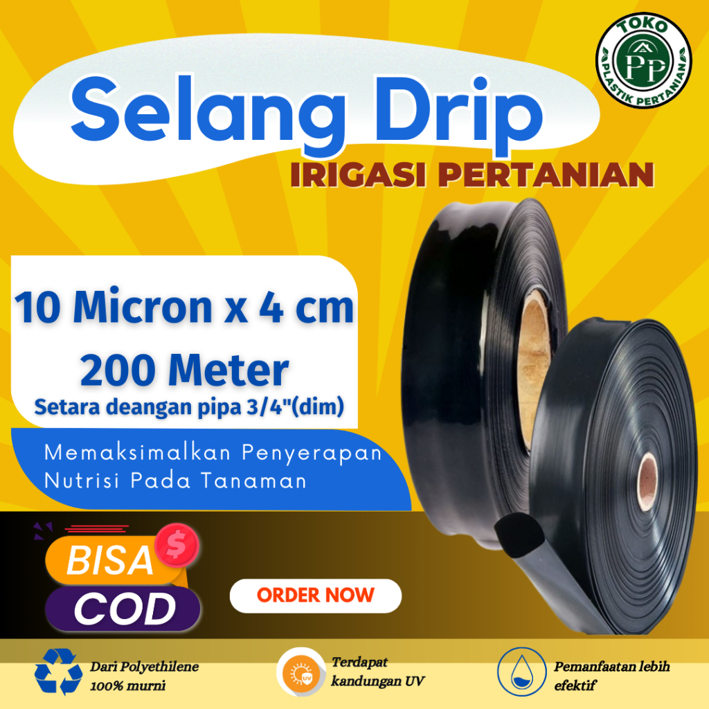 Jual Selang Drip 10 micron 4 cm 200 meter - Pipa 3/4 inch | Shopee Indonesia