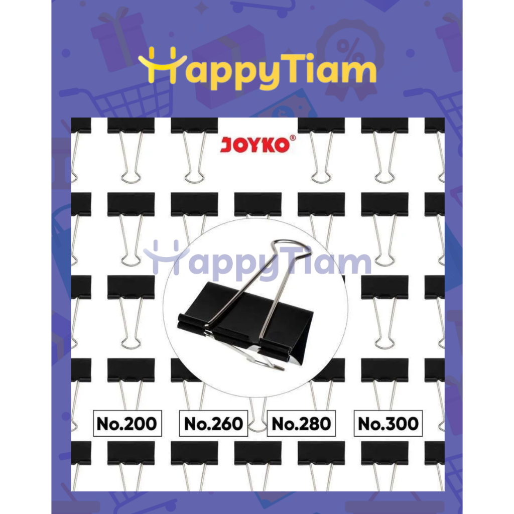 Jual BINDER CLIP JOYKO 200 260 280 300 BLACK ~ PENJEPIT KERTAS CLIPS ...