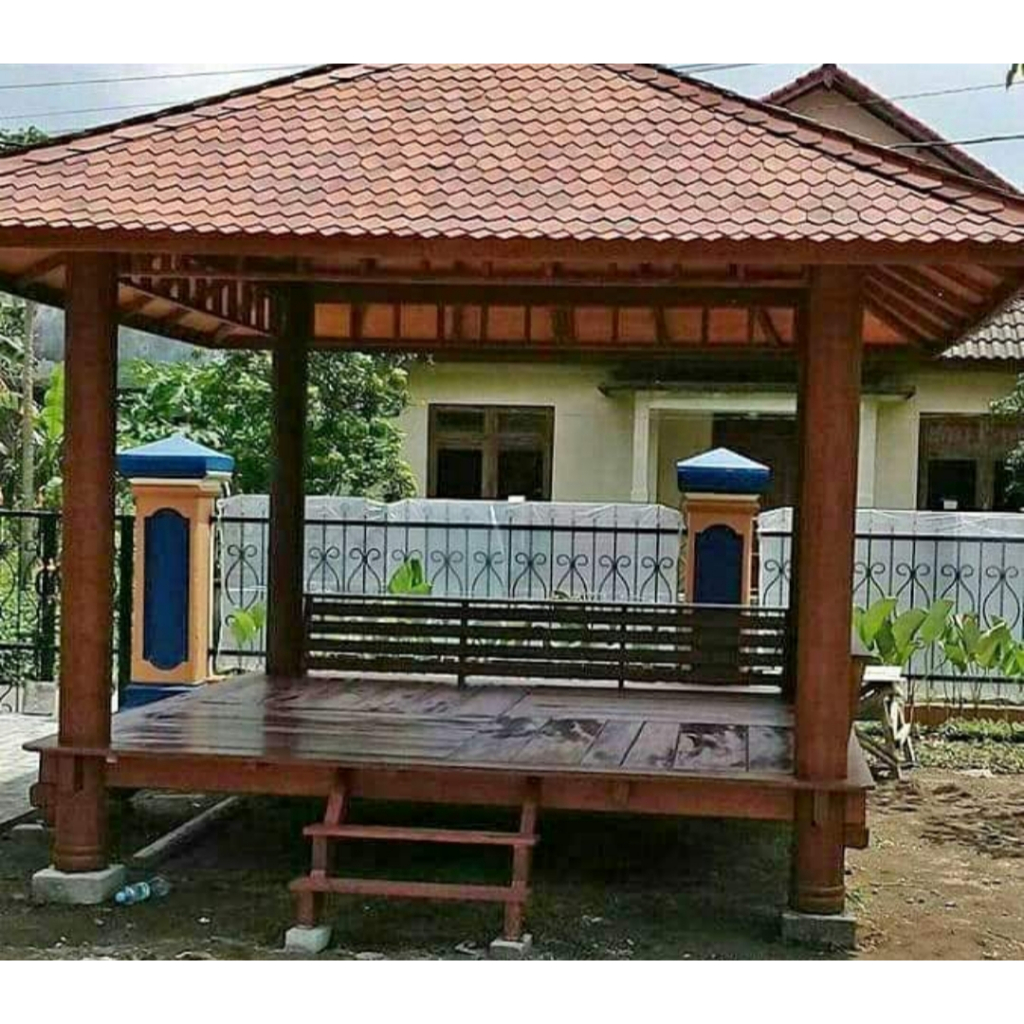 Jual Gazebo Ukuran 300x300 cm Bahan Kayu Kelapa Atap Model Sirap Kayu ...