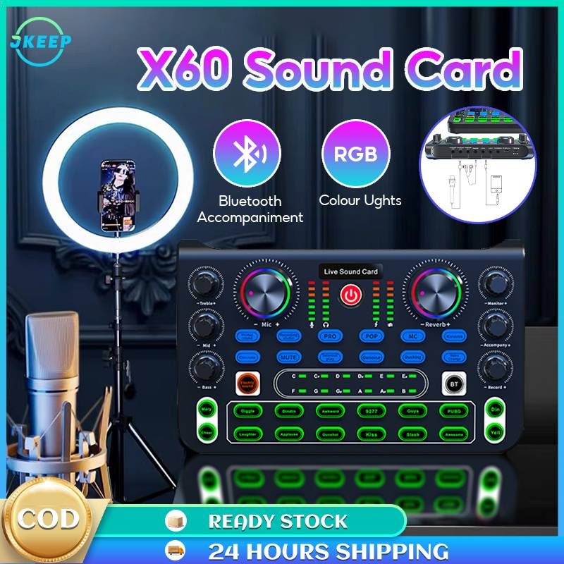 Jual X60 Sound Card microphone package live K song recording ...