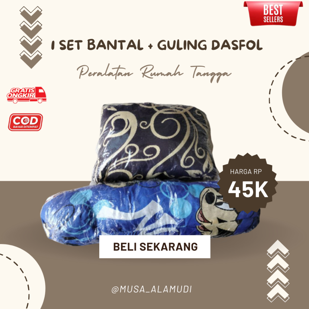 Jual Bantal + Guling Dasfol Kapuk UK Besar Tidak Mudah Kempes | Shopee ...