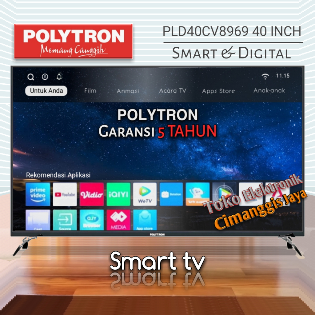 Jual smart tv dan google android tv led Polytron 40 inch digital ...