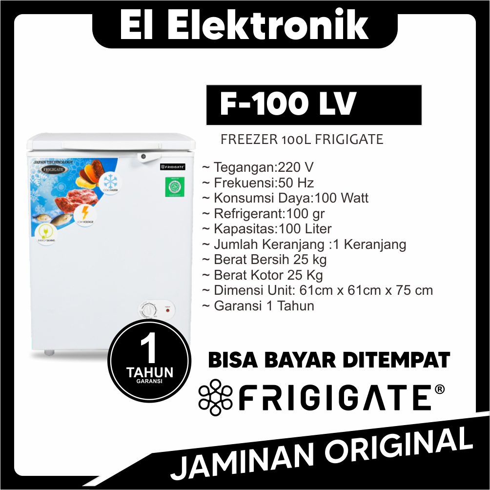 Jual CHEST FREEZER FRIGIGATE CF-100LV 100Liter Frozen Food Pendingin ...
