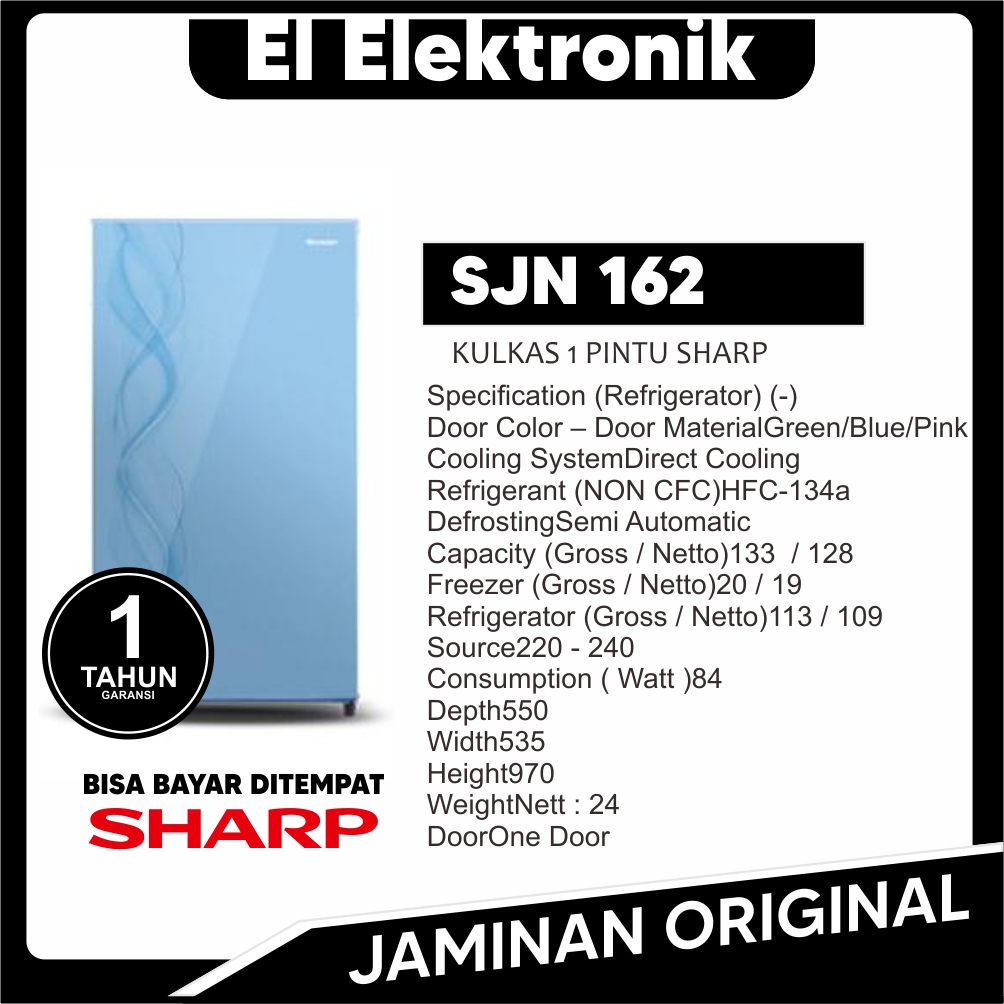 Jual kulkas 1 pintu sharp lemari pendingin sharp tipe sjn 162 | Shopee ...
