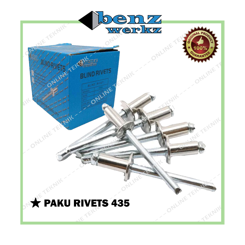 Jual BENZ Paku Rivets 435 Paku Rivet Ripet Penyambung Plat Besi ...