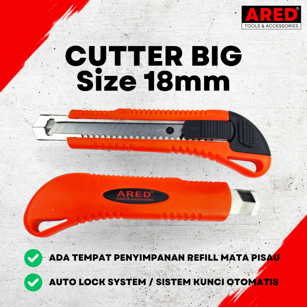Jual Cutter Besar 18mm Cutter ARED Pisau Potong Cutter Knife 18mm | Shopee Indonesia