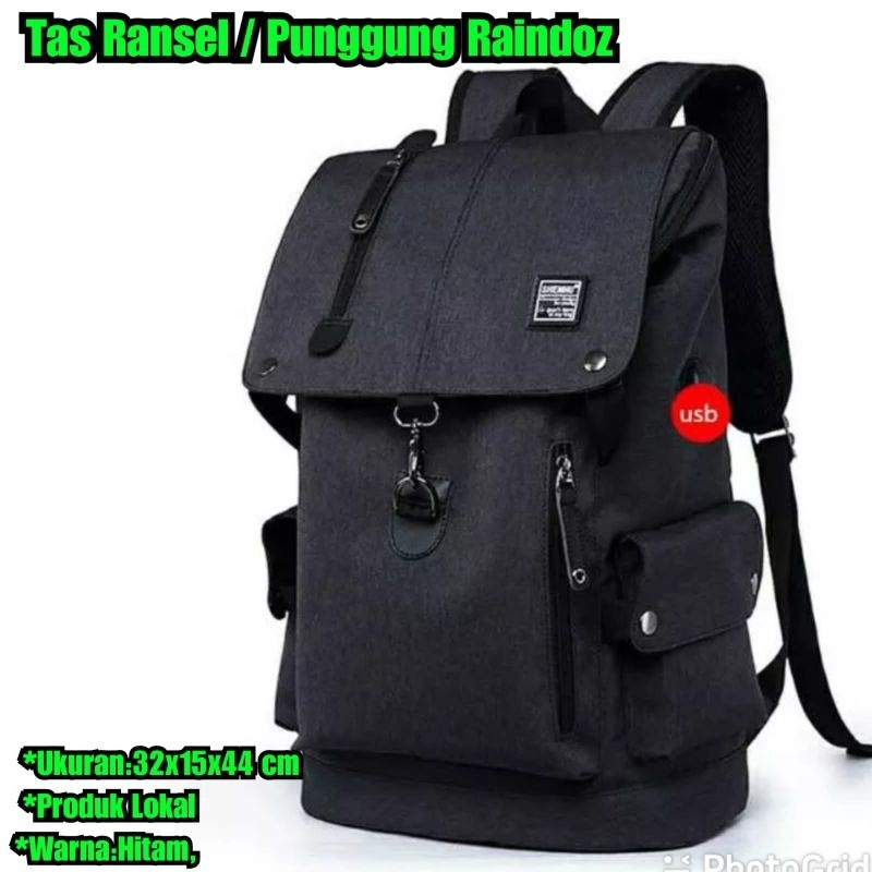 Jual Tas Ransel Raindoz Tas Punggung Tas Universal Tas Gendong Hitam ...