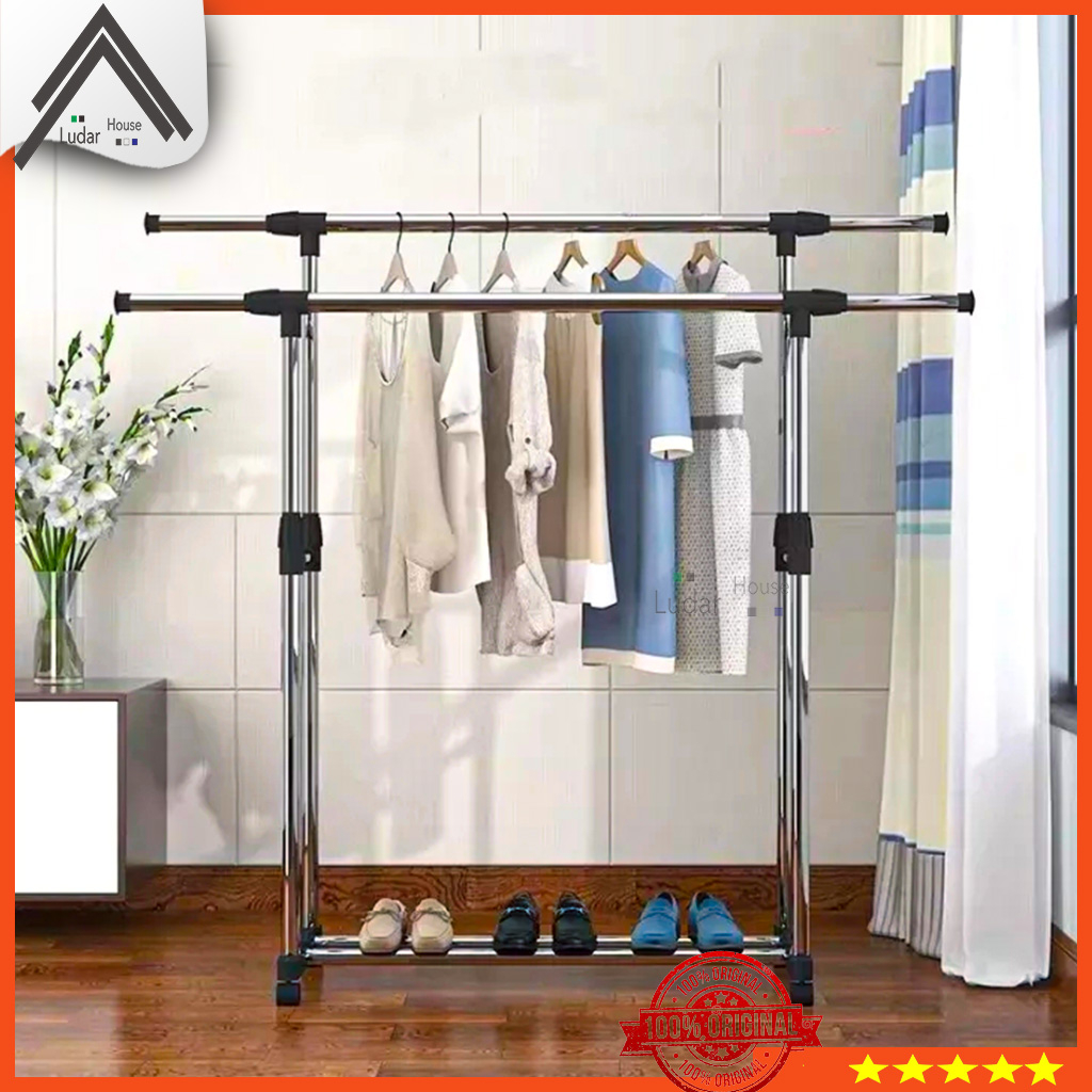 Jual Stand Hanger Baju Single / Double Sisi Rak Gawang Gantungan ...