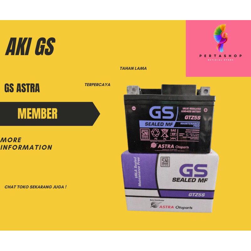 Jual aki gs astra / aki kering motor yahamahonda / aki motor | Shopee ...