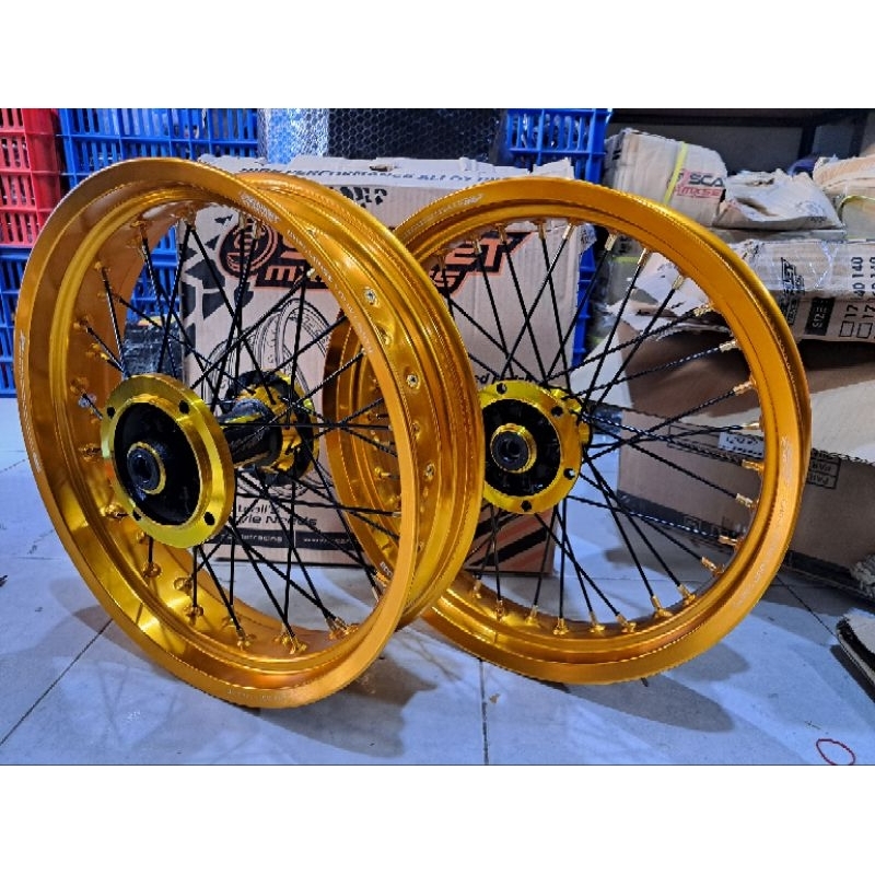 Jual Paket Velg Wheelset Klx 150 Supermoto Scarlet Original 300/17 350/ ...
