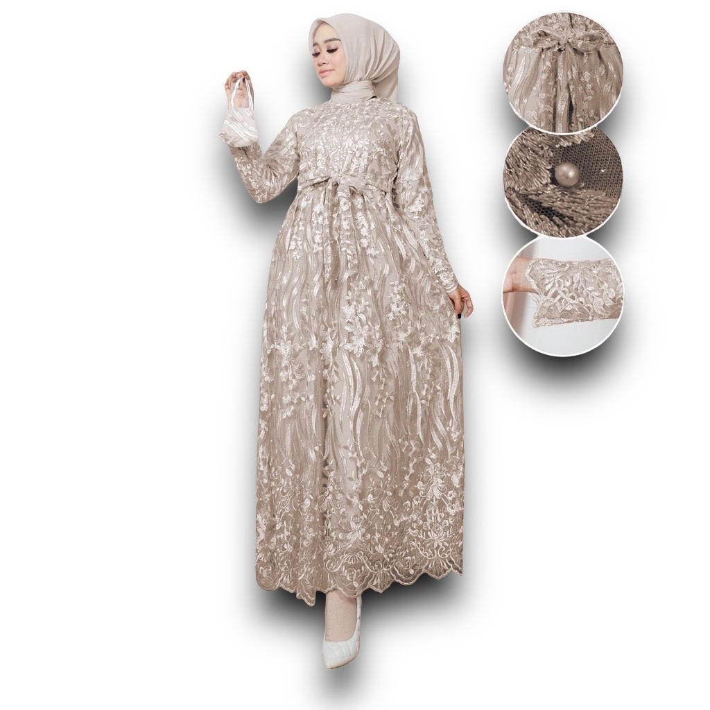 Jual GAMIS BUSUI FULL BRUKAT AMALIA/ KOMBINASI BRUKAT TILE/ BAJU ...