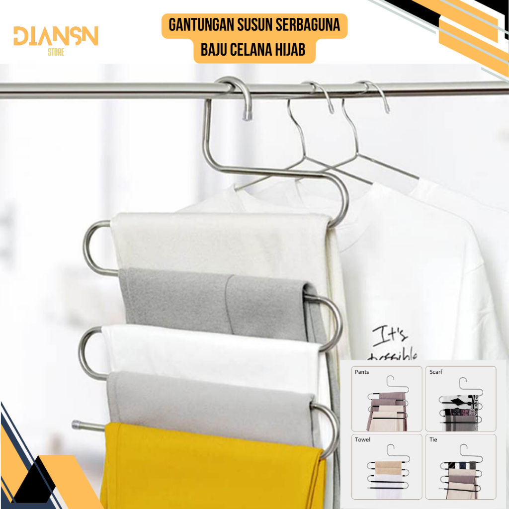 Jual Gantungan Susun Baju Hijab jilbab Celana Handuk Hanger Besi ...