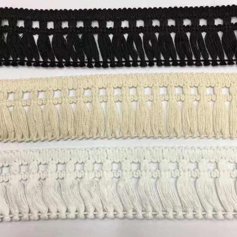 Jual (harga per100cm) renda rumbai katun, renda rumbai dayak, renda ...