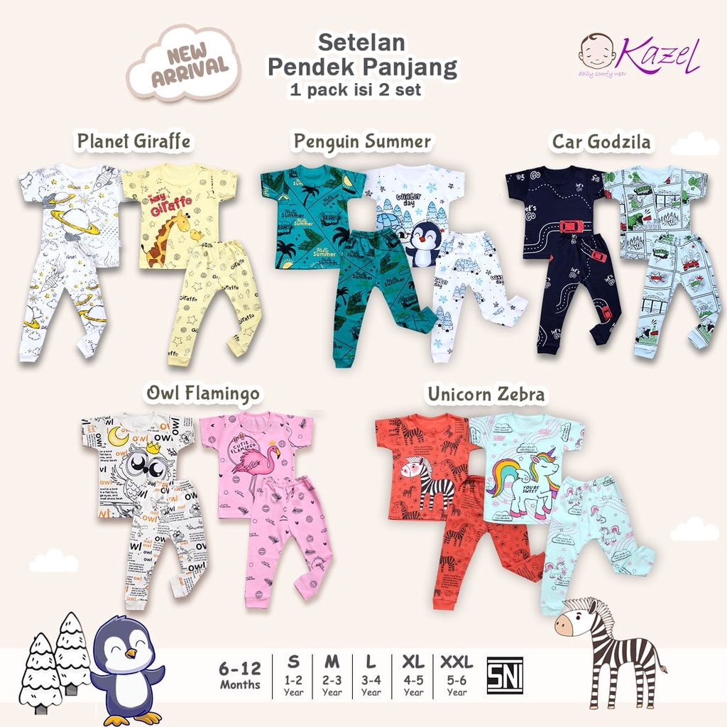 Jual KAZEL STELAN PENDEK PANJANG ISI 2 SET | Shopee Indonesia