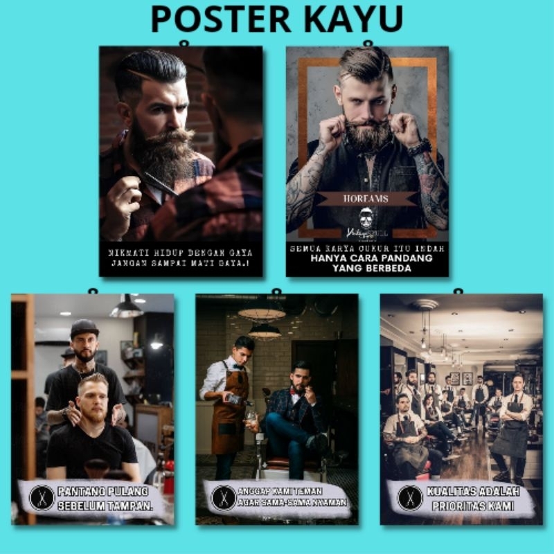 Jual Poster Kayu Barbershop 20x29 model rambut hiasan dinding pangkas ...