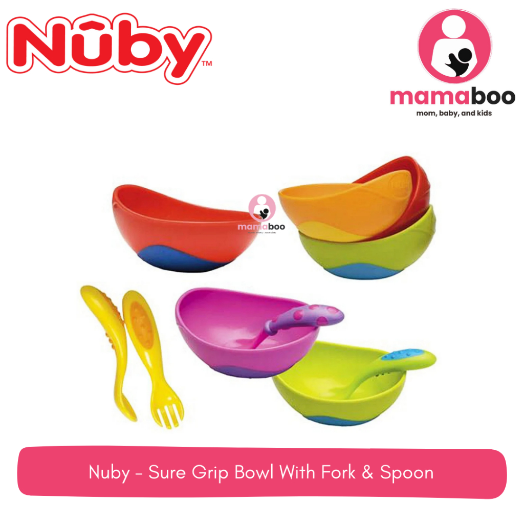 Jual Nuby - Sure Grip Bowl With Fork & Spoon | Shopee Indonesia