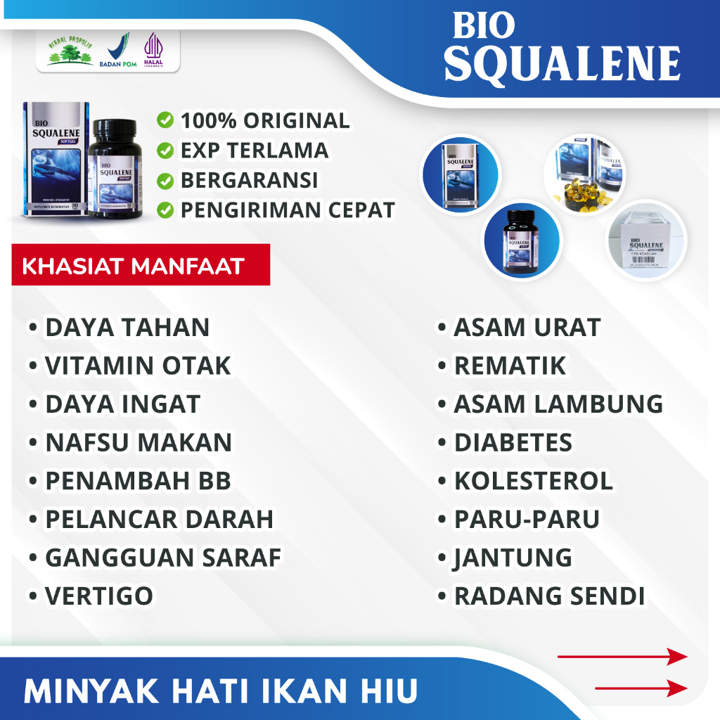 Jual BIO SQUALENE Softgel 100% Asli Fish Lever Oil Ekstrak Minyak Hati ...