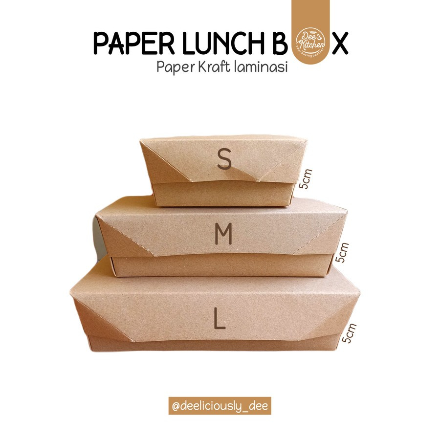 Jual PAPER LUNCH BOX (Kraft Laminasi) - (S/M/L) (100) | Shopee Indonesia