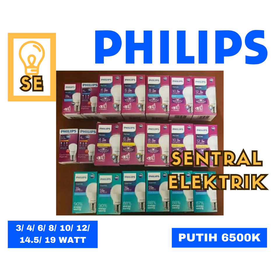 Jual LAMPU LED PHILIPS 3 4 5 6 7 8 9 10 11 12 13 14 14.5 15 19 ess ESSENTIAL MYCARE ungu putih ...