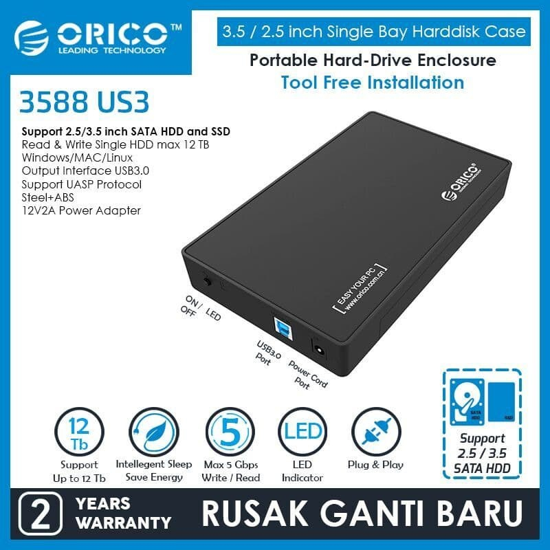 Jual Casing Hardisk External HDD External Case 3.5 USB 3.0 Orico 3139U3 / 3588US3 3.5 Inch SATA ...