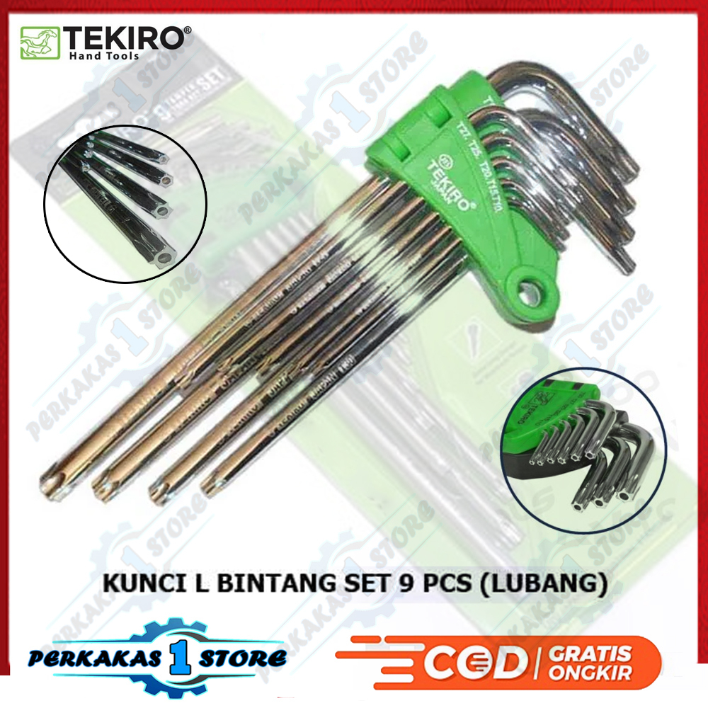 Jual TEKIRO kunci L bintang set LUBANG 9pc / tamper Torx key set 9pc | Shopee Indonesia