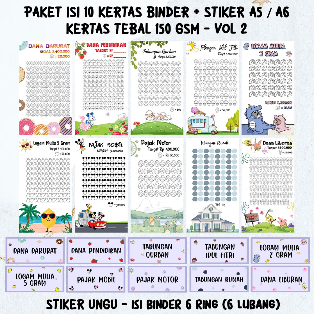 Jual PAKET ISI BINDER + STIKER TEMPLATE MENABUNG VOL 1 DAN 2 | Shopee ...