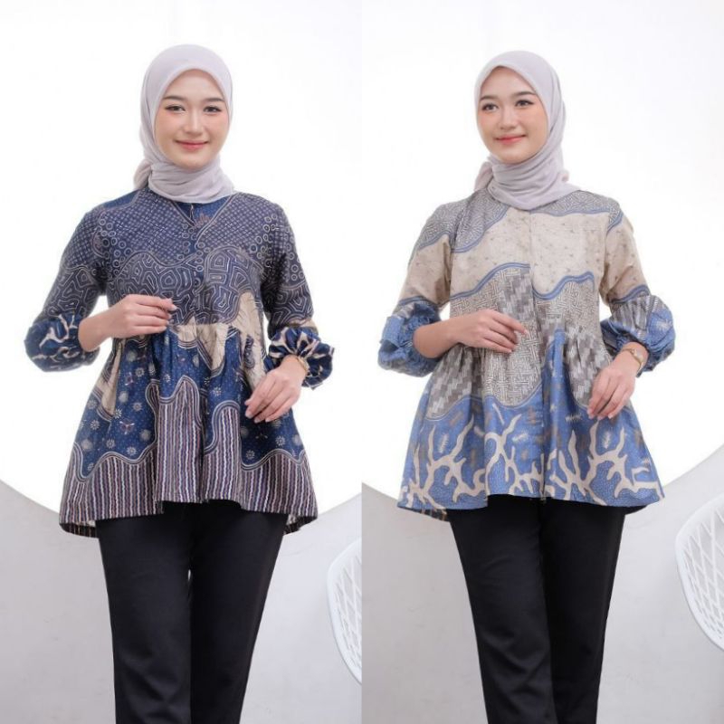 Jual BATIK ATASAN BATIK BLUS BATIK KANTOR ATASAN MODERN BATIK WANITA ...