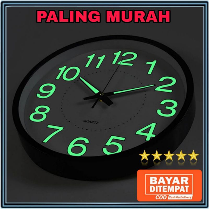 Jual TaffHOME Jam Dinding Bulat Quartz Luminous Glow in The Dark 30CM ...