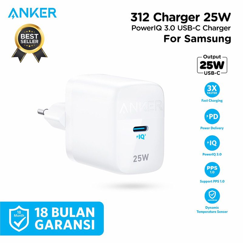 Jual ANKER 312 Charger 25W | Kepala Charger USB Type C Fast Charge ...