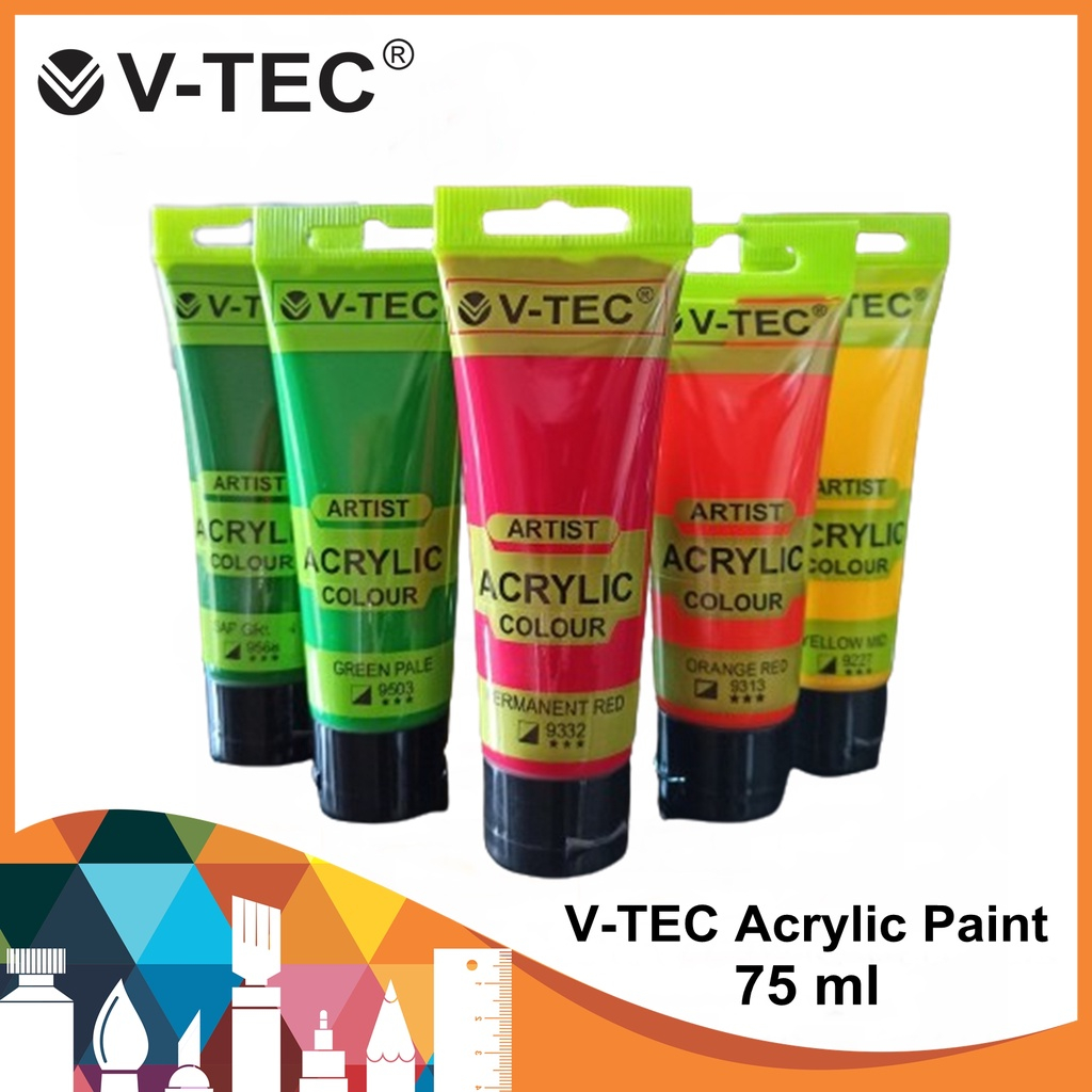 Jual Acrylic Colour V-Tec 75ml / Cat Akrilik V-Tec 75ml | Shopee Indonesia