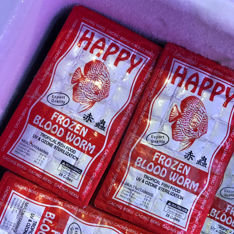 Jual Cacing Beku Happy / Cacing Beku Kapsul /Frozen Bloodworm / Pakan ...