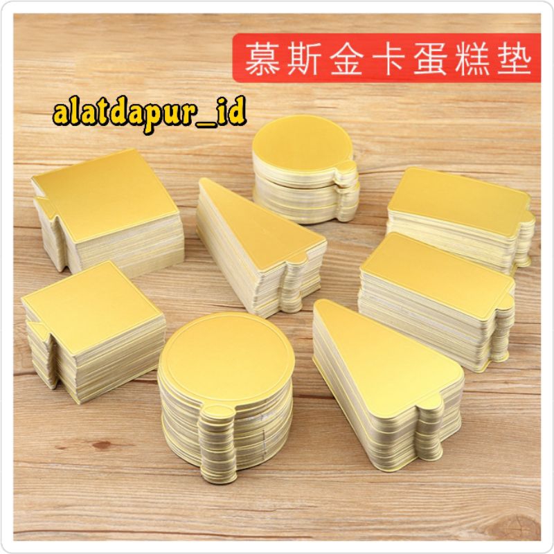 Jual 100pcs alas tatakan kue gold alas slice cake tiramisu alas tatakan ...