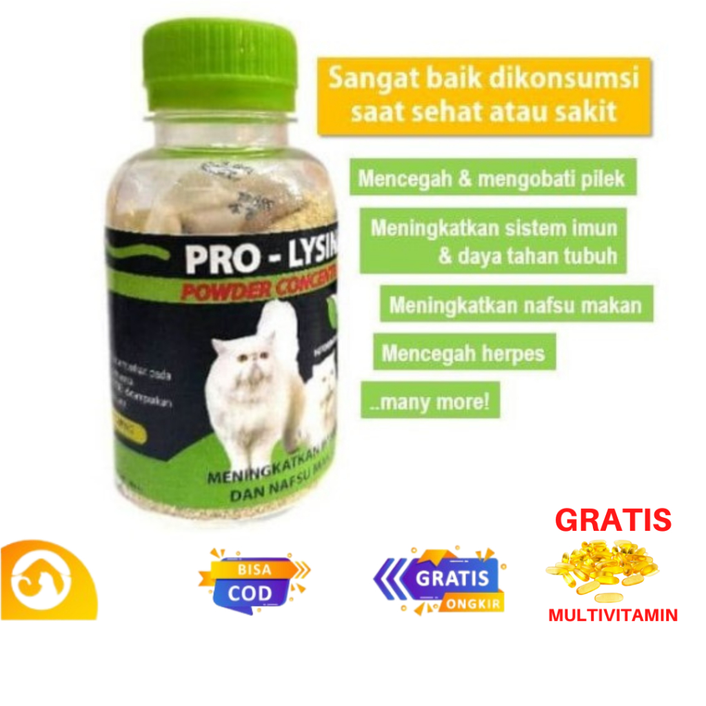 Jual Vitamin Pro Lysine Prolisin Suplemen Kucing Nafsu Makan Bulu ...