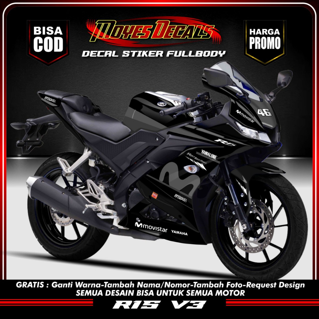 Jual Decal Stiker Fullbody Motor Yamaha R15 V3 - Decal Stiker Fullbody ...