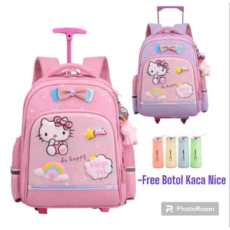 Jual DBS HELLOKITTY PELANGI Tas Punggung Ransel Trolly Roda Dorong Sekolah Anak TK SD Untuk ...