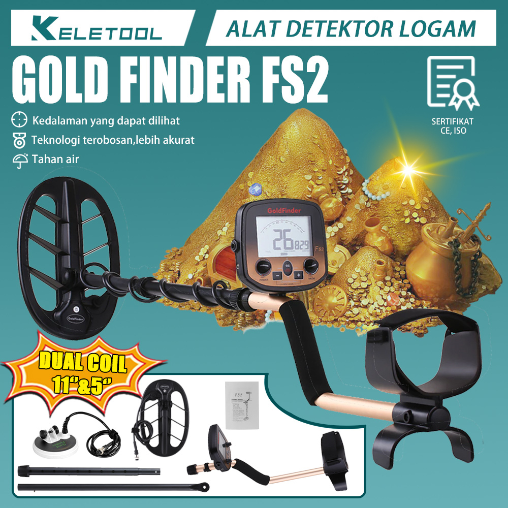 Jual GOLD FINDER FS2 dual coil 5"&11" Detektor emas logam Metal ...