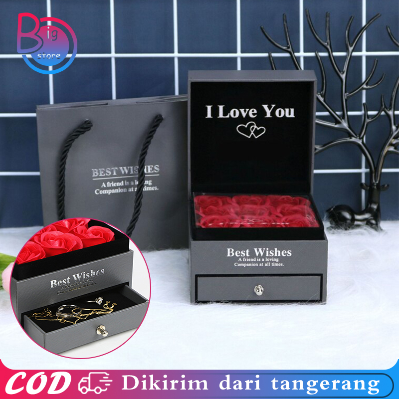 Jual Kotak Hadiah Mawar Eternal Rose Gift Box Kotak Perhiasan Kado ...