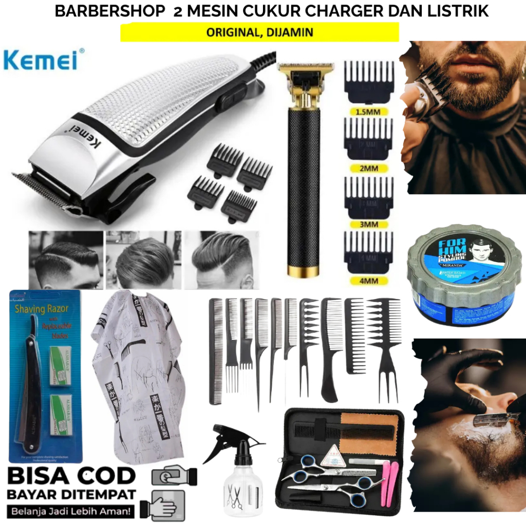 Jual alat cukur rambut alat pangkas rambut lengkap 1 set KM 4963 dan ...